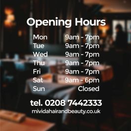Wall Designer | Opening Hours Trading Times Shop Custom Vinyl Sign ...