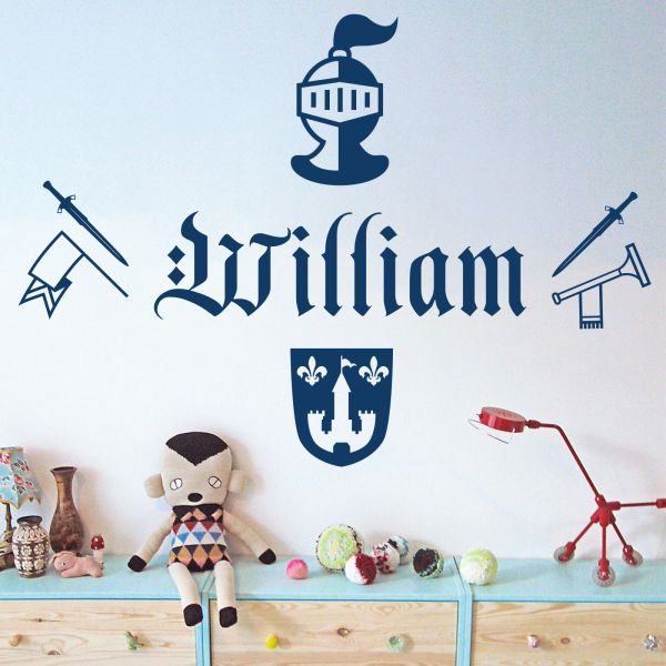 Wall Designer | Personalised Name Boys Wall Art Sticker - Knight, Sword ...