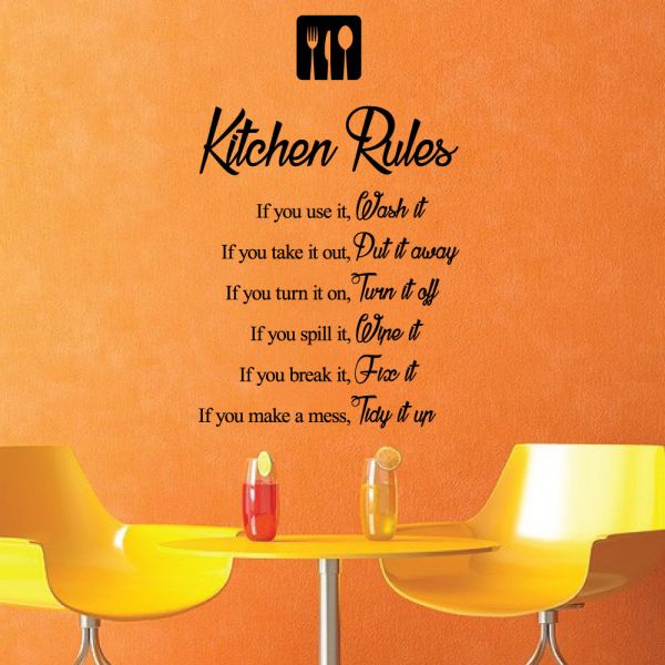 Wall Designer | Wall Art Sticker - Kitchen Rules - If you use it wash ...