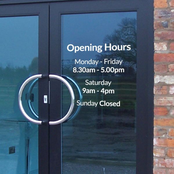Wall Designer | Opening Hours Trading Times Shop Custom Vinyl Sign ...