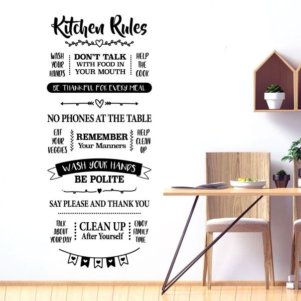 Wall Designer | Kitchen Rules - Wash Your Hands, No Phones on the Table ...