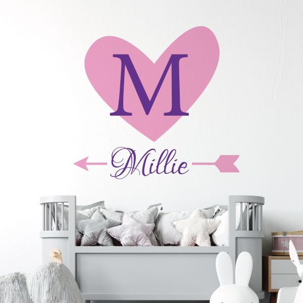 Wall Initial Decals Custom Name Initial Monogram, Nursery Personalised