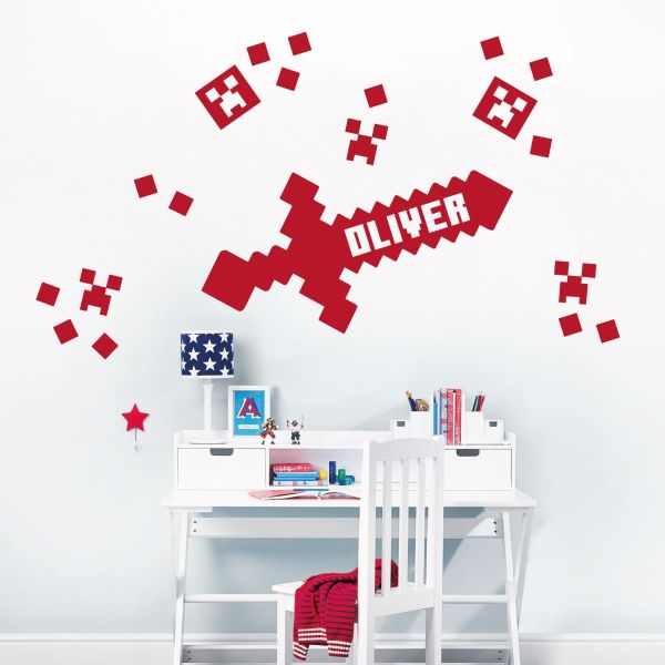 Minecraft Bedroom Stickers Minecraft Personalised Name Wall Sticker